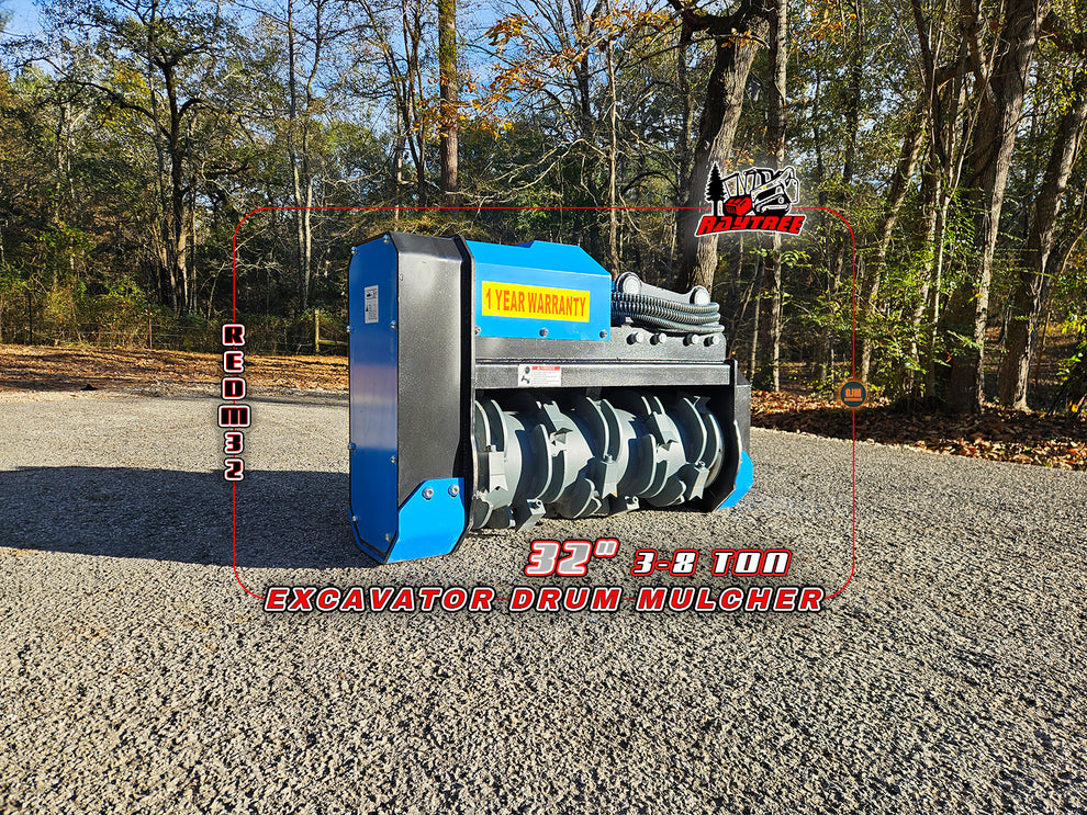 Raytree REDM32 32" 3-8 Ton Excavator Drum Mulcher – GJM Equipment Sales