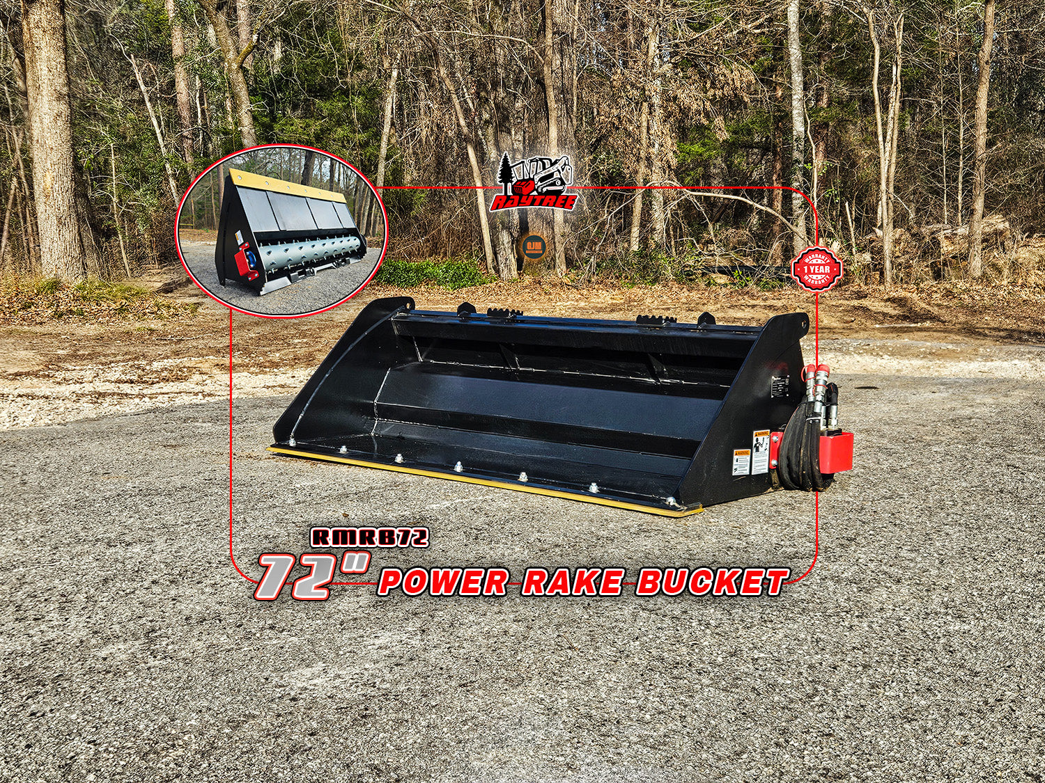 Raytree RMRB72 72" Skid Steer Power Rake Bucket – GJM Equipment Sales