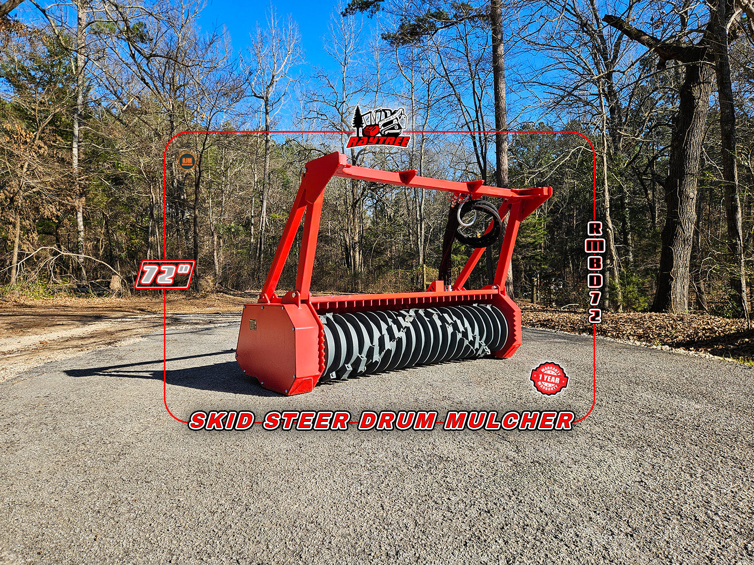 Raytree RMBD72 72" Skid Steer Hi-Flow Drum Mulcher – GJM Equipment Sales