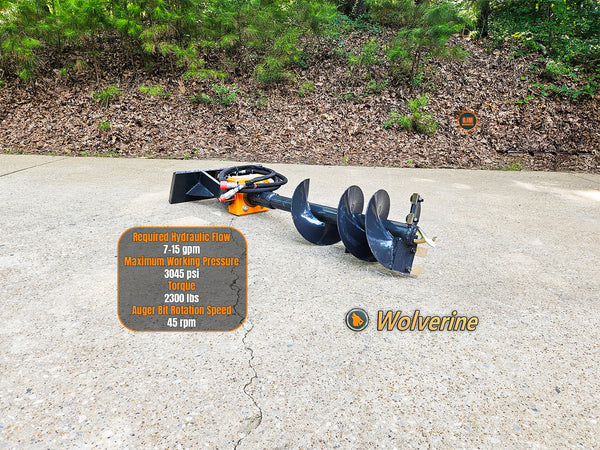 Wolverine MAD-12-12D Mini Skid Steer Hydraulic Auger with 12" Bit – GJM ...